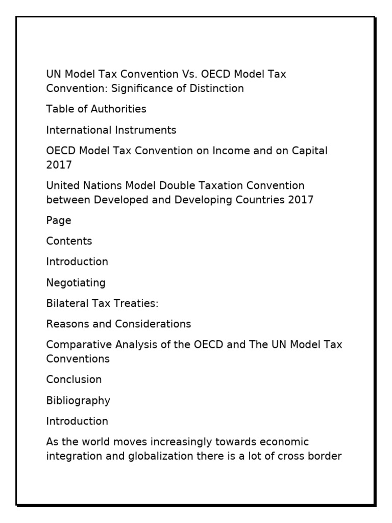 UN Model Tax Convention | PDF | Permanent Establishment | Taxes