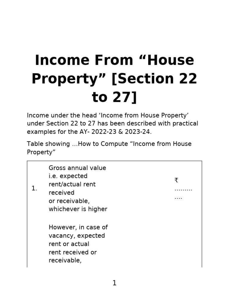 Income from House Property Explained | PDF | Income Tax | Income