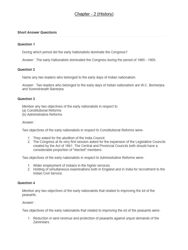 Short ans type (CH - 2) | PDF