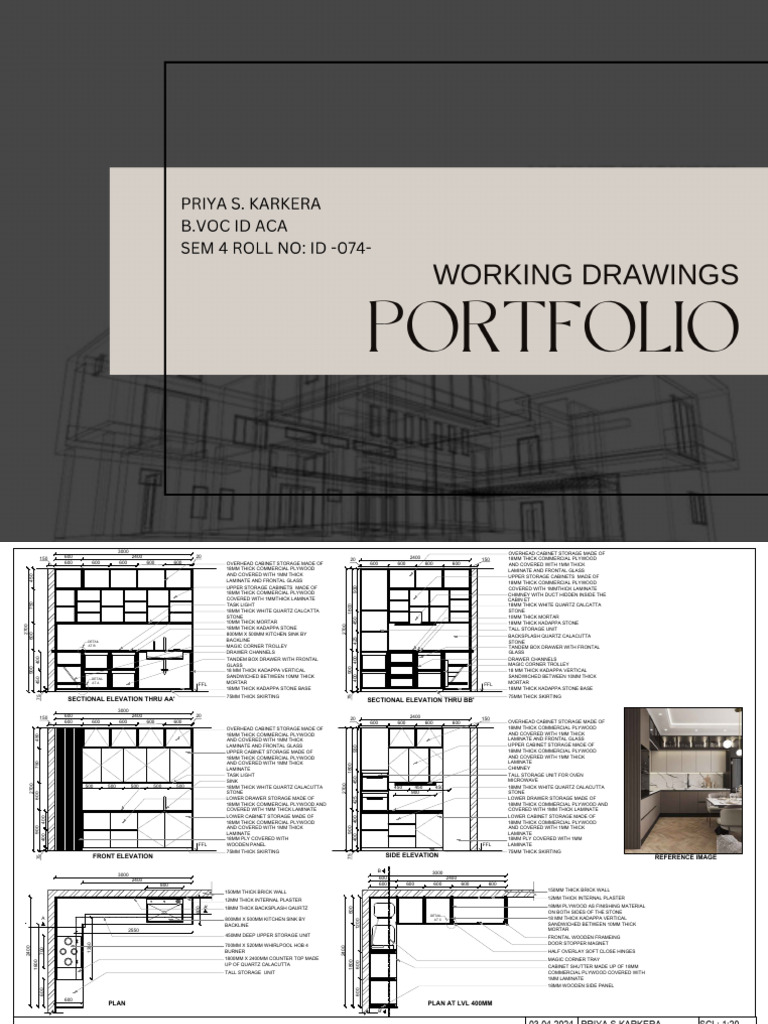 Working Drawing Sem 4 Portfolio PK | PDF | Countertop | Lamination
