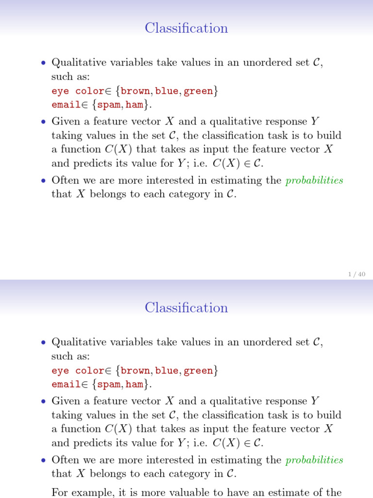 Ch4 Classification | PDF | Statistical Classification | Logistic Regression