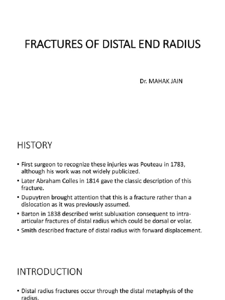 Fractures of Distal End Radius | PDF
