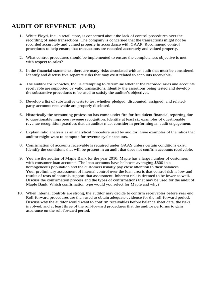 Audit Revenue Essay Ques | PDF | Audit | Internal Control