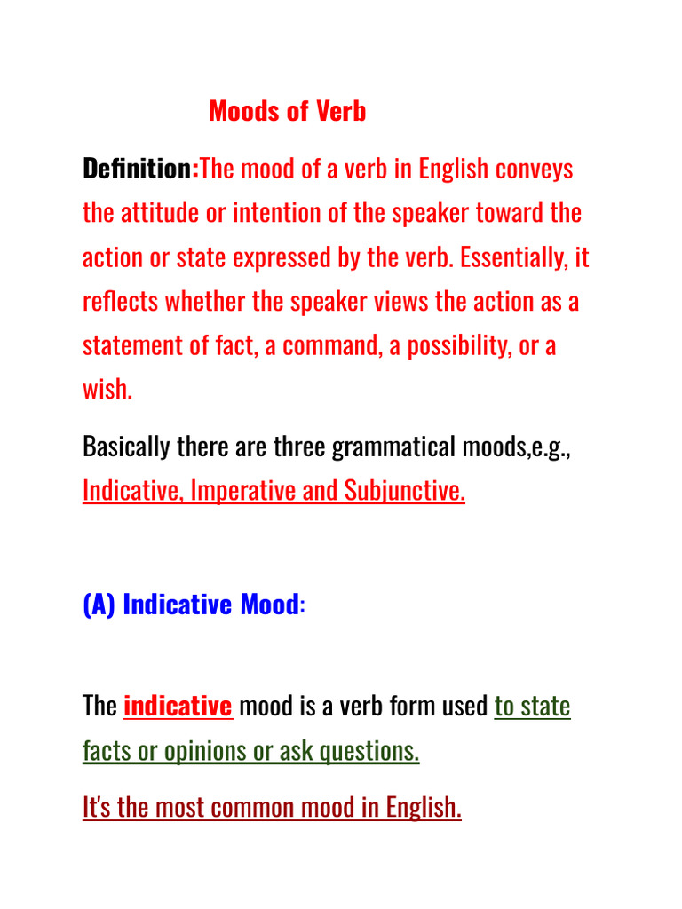 Verb Moods for English Learners | PDF | Verb | Syntax