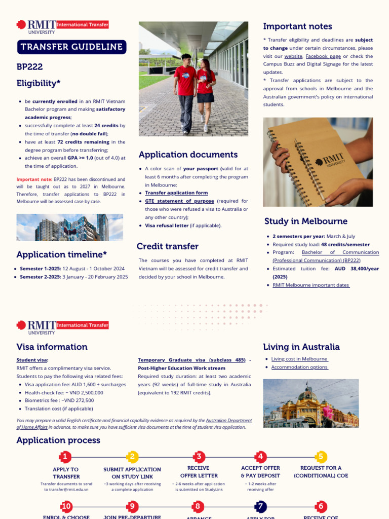 RMIT Vietnam to Melbourne Transfer Guide | PDF | Travel Visa