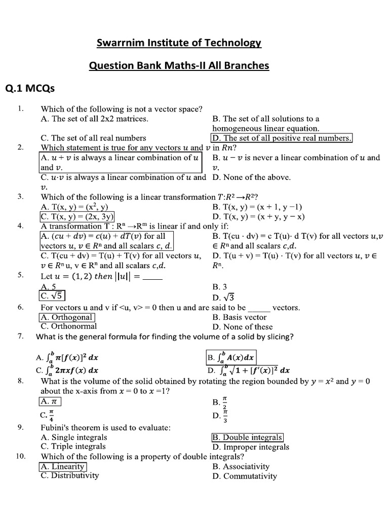 Maths Mcqs | PDF