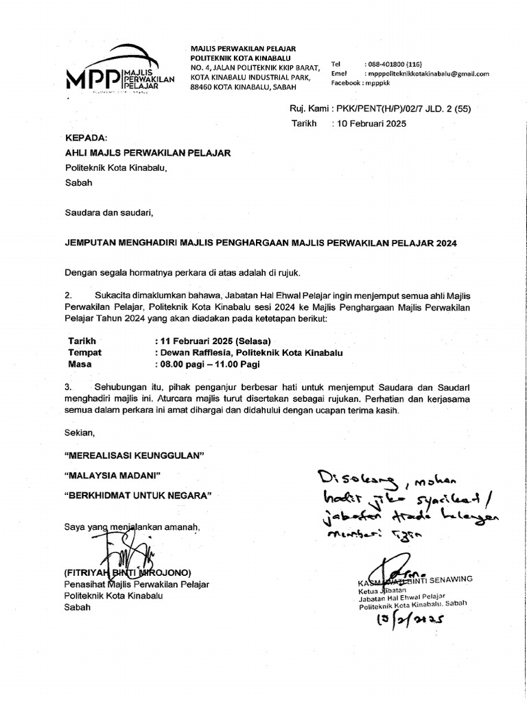 Surat Jemputan MPP 2024 | PDF