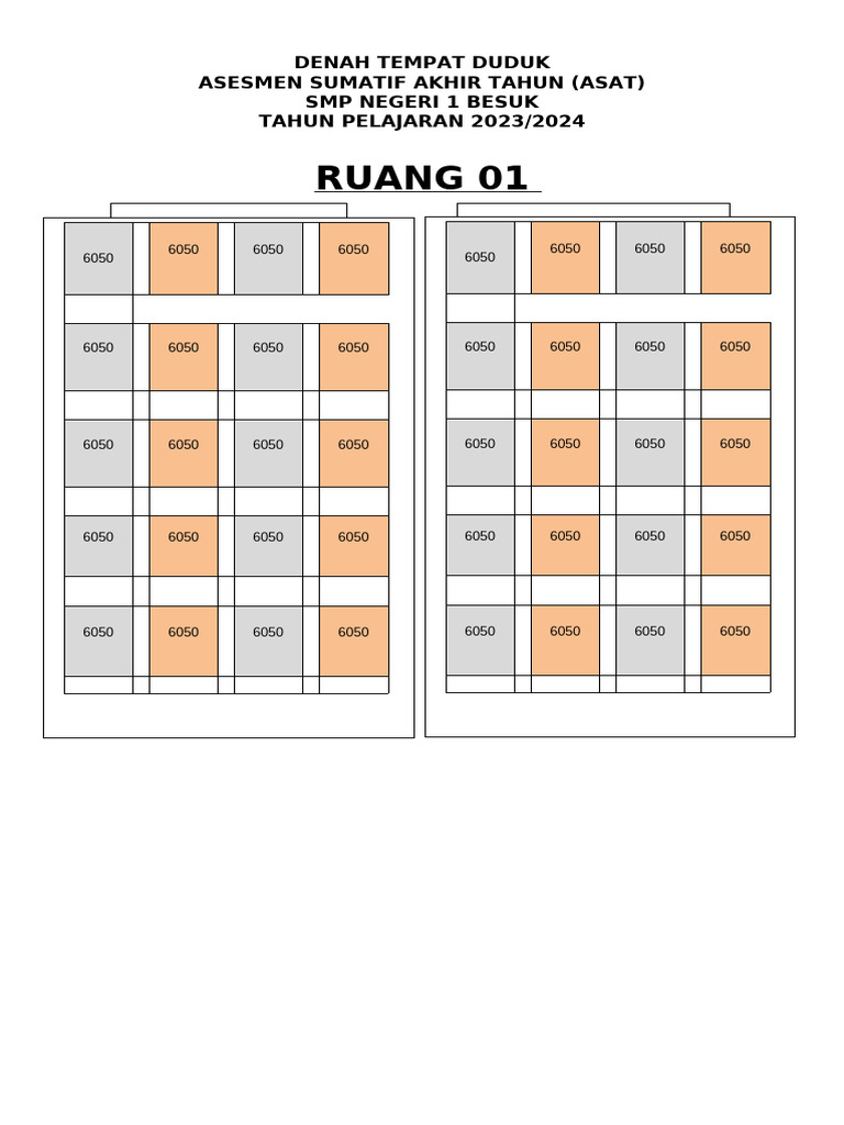 Denah Tempat Duduk Ujian 1 | PDF