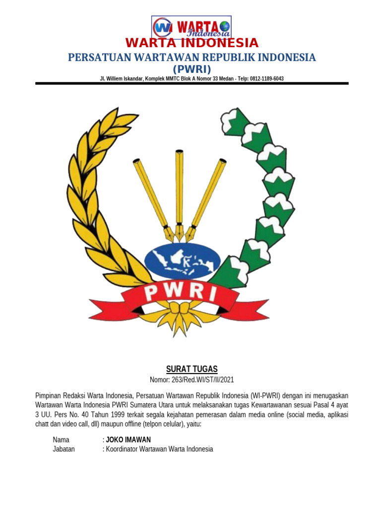 Surat Tugas Wi | PDF