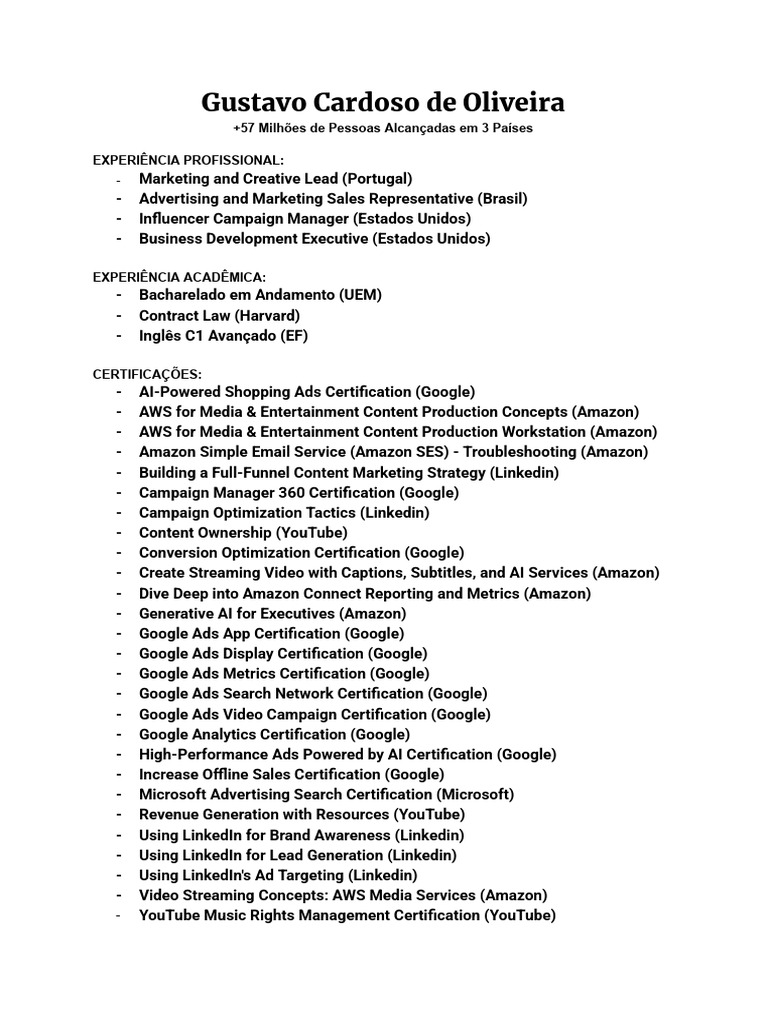 CV-Gustavo Cardoso de Oliveira | PDF