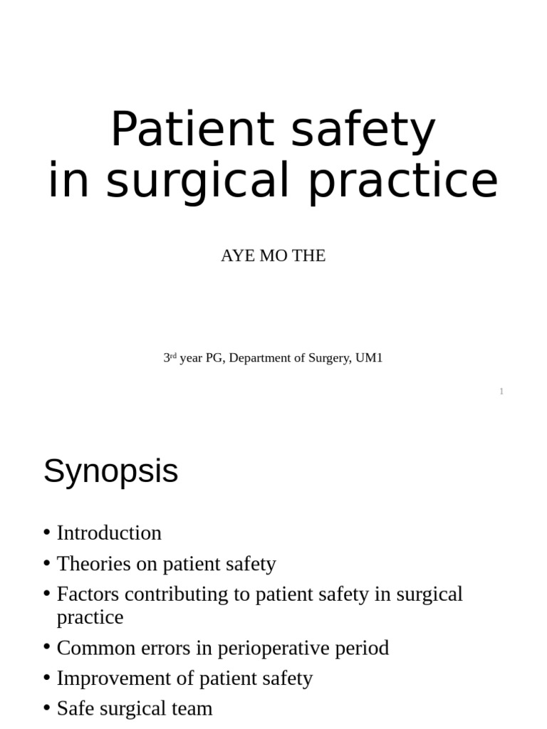 Patient Safety | PDF | Surgery | Patient Safety