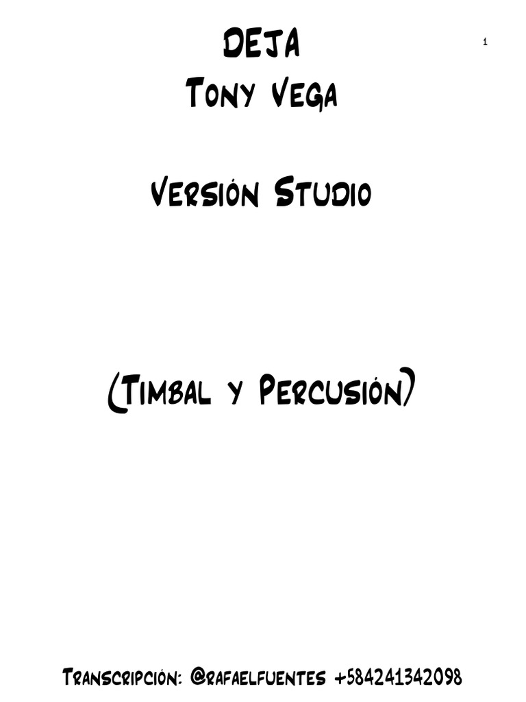 Deja - Tony Vega - Timbal y Percusión | PDF