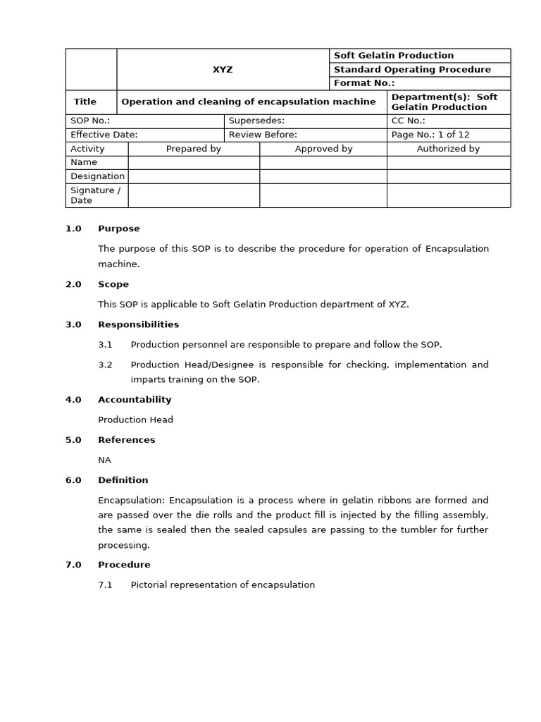 SOP For Cleaning and Assembling of Encapsulation Machine | PDF | Valve | Mechanical Engineering