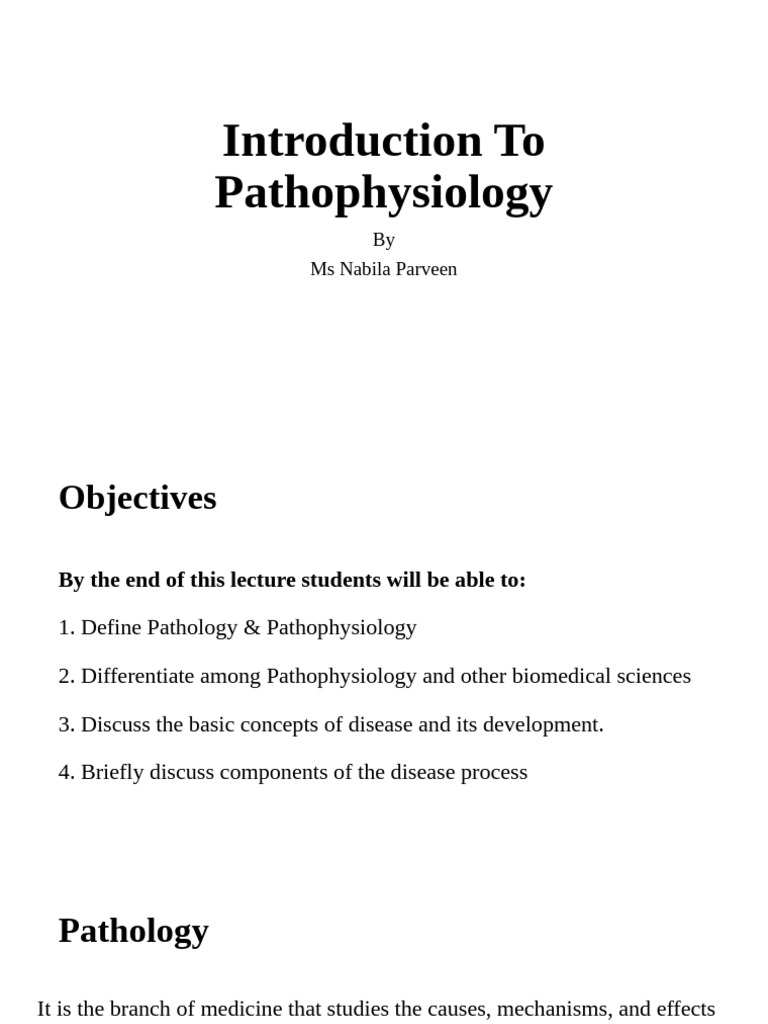 Intro Pathophysiology | PDF | Pathology | Infection