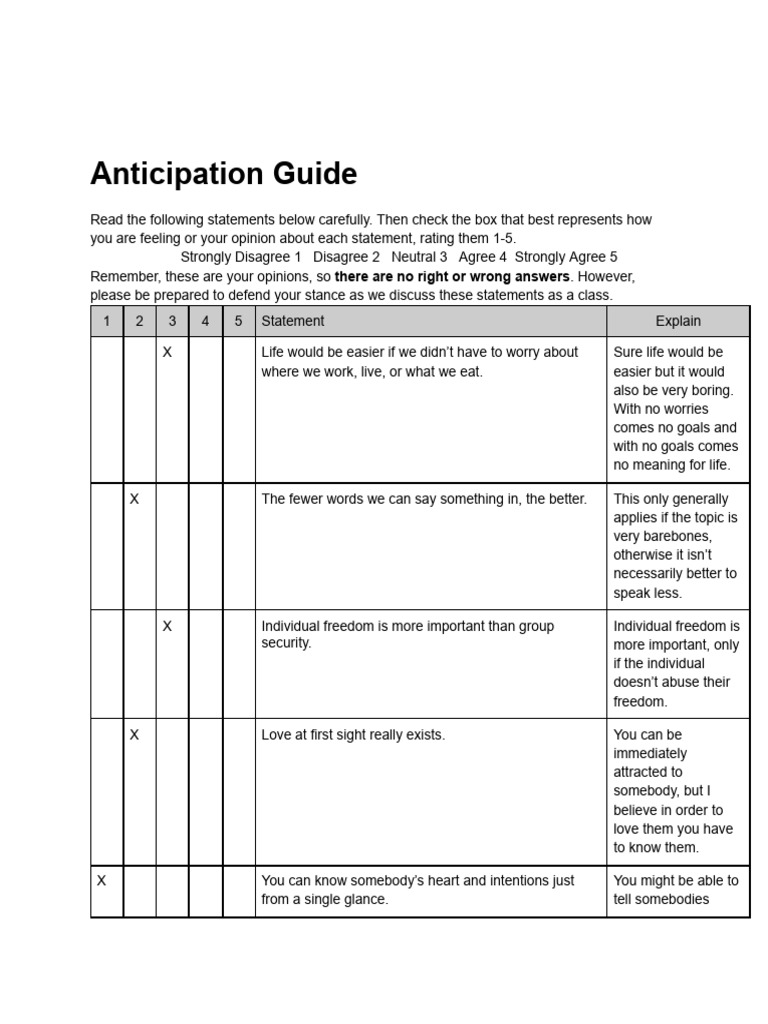 1984 Anticipation Guide - Griffin S | PDF | Social Psychology