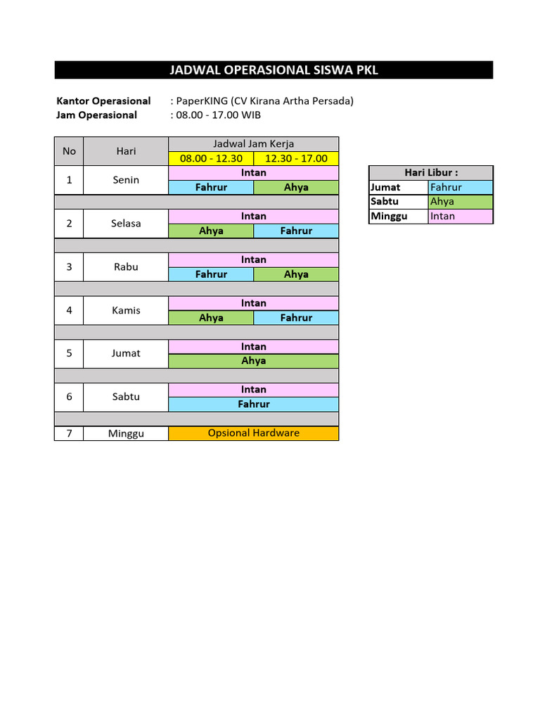 Jadwal Magang | PDF