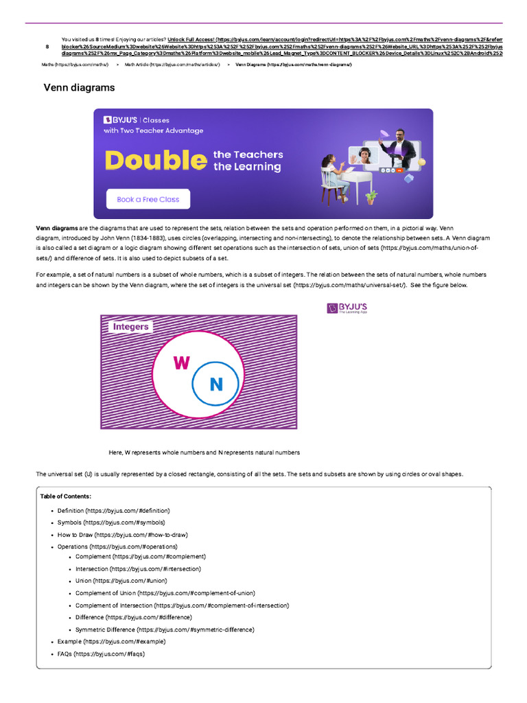 Venn Diagrams Of Sets Definition Symbols A U B Venn Diagram