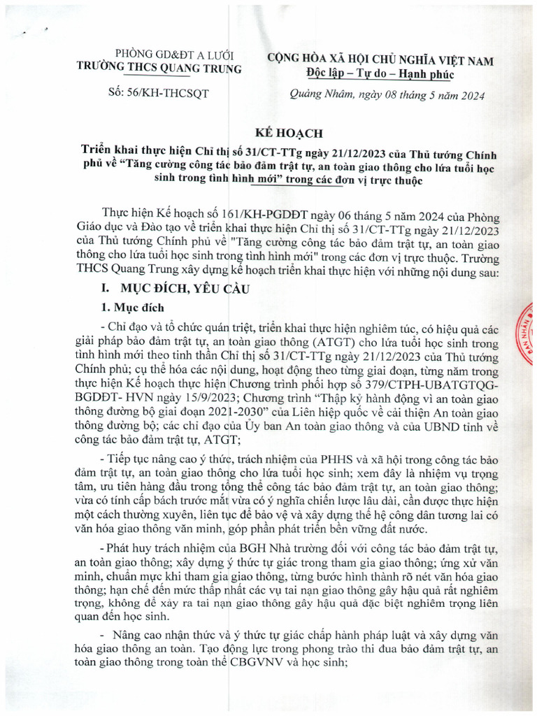 Ke Hoach 56 Trien Khai Thuc Hien Chi Thi 31 CT TTG Ngay 21 12 2023 Ve Tang Cuong Cong Tac Dam ...