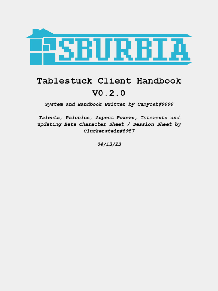 Client Handbook v0.2.0 | PDF | Role Playing Games | Tabletop Games