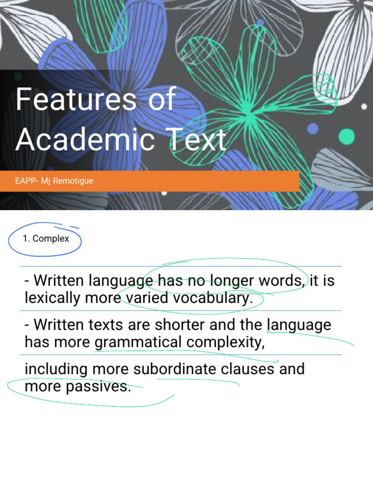Features of Academic Text and Academic Language | PDF | Subject ...