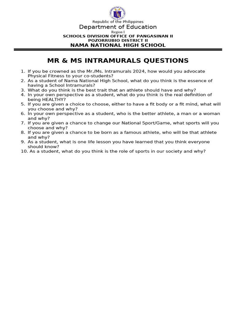 MR-AND-MS-INTRAMURALS-QUESTIONS | PDF