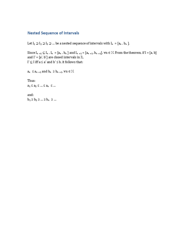 Nested Sequence of Intervals | PDF