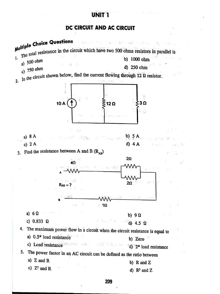 Beee MCQS Unit-1,2,3,4,5 | PDF