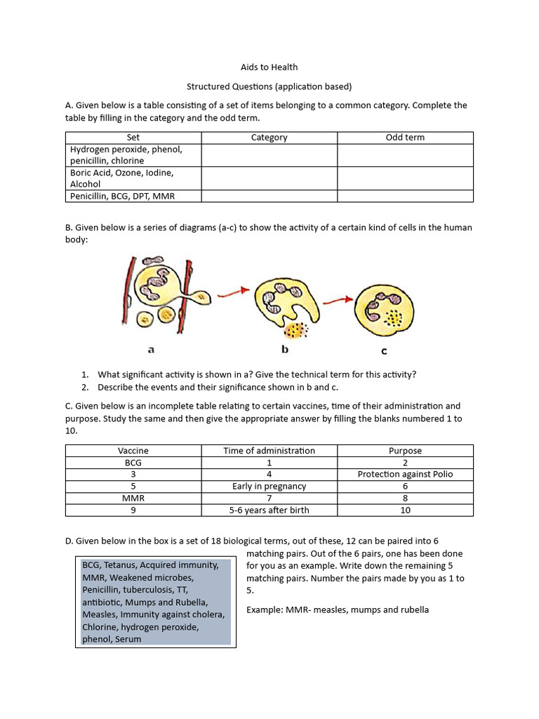 Aids to Health_practice worksheet | PDF
