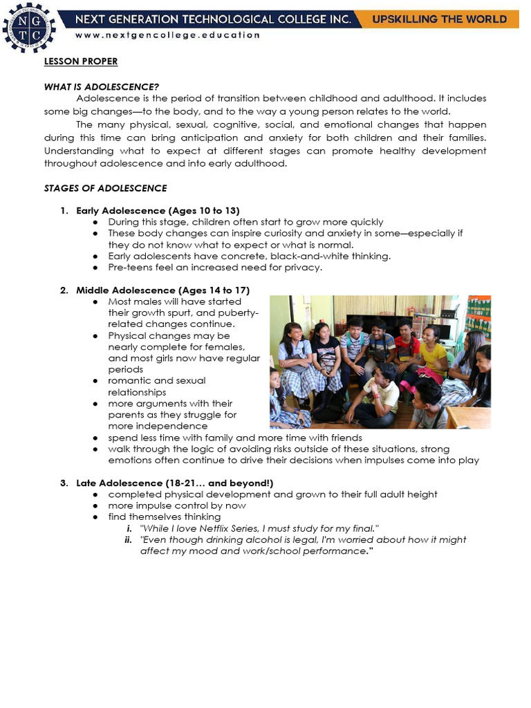 PERDEV Lesson-3 IAmADevelopingTeenager | PDF | Adolescence | Youth