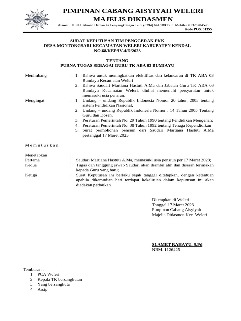 Pimpinan Cabang Aisyiyah Weleri | PDF