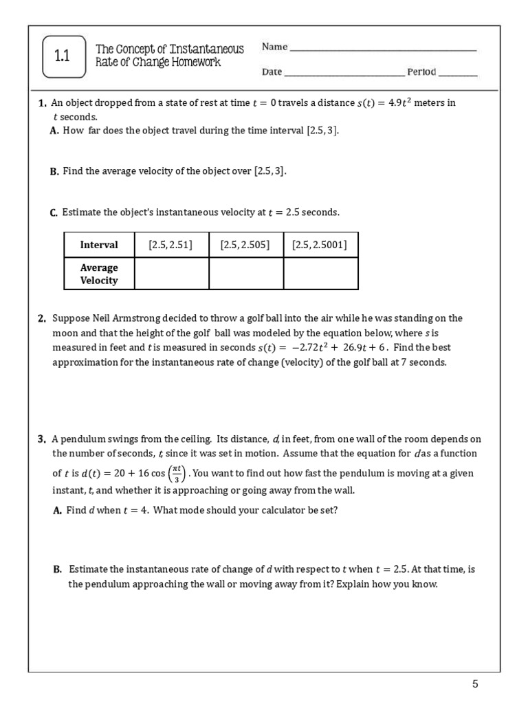 1.1 the concept of instantaneous rate of change (work) | PDF | Velocity ...