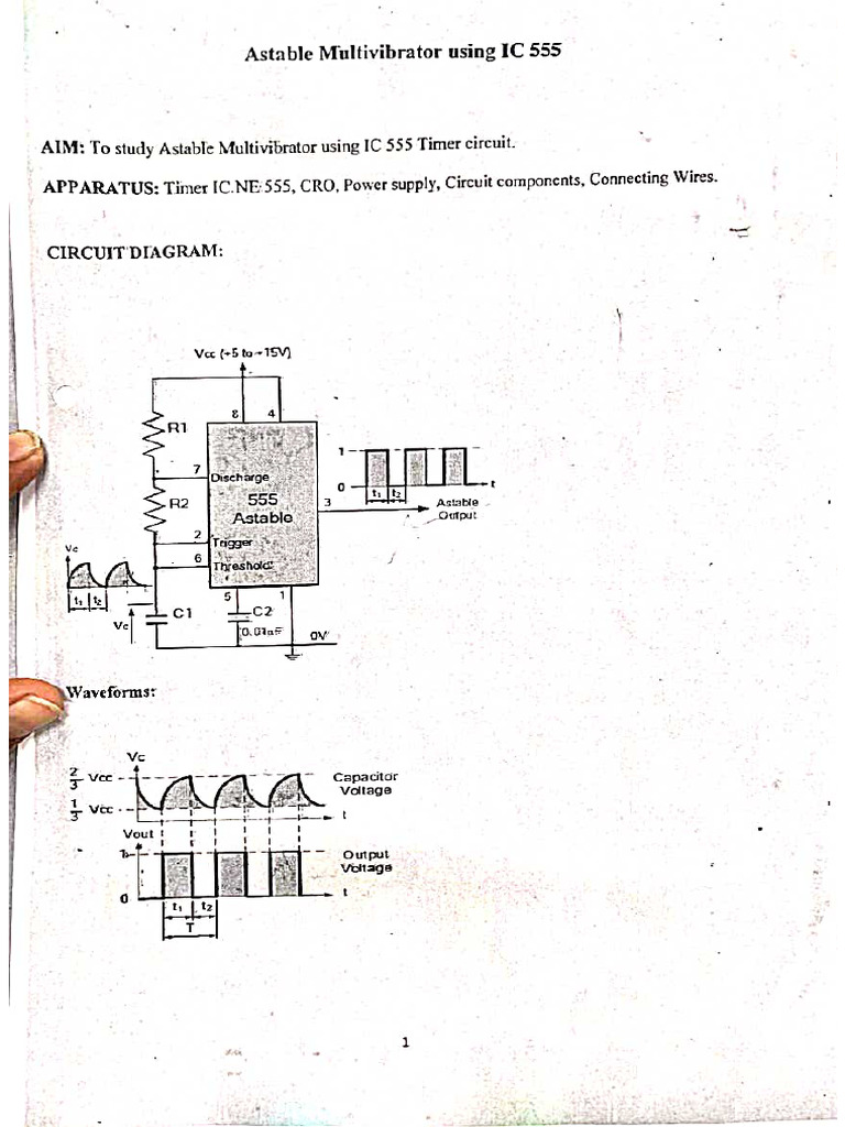 Astable Multivibrator Using IC 555 | PDF