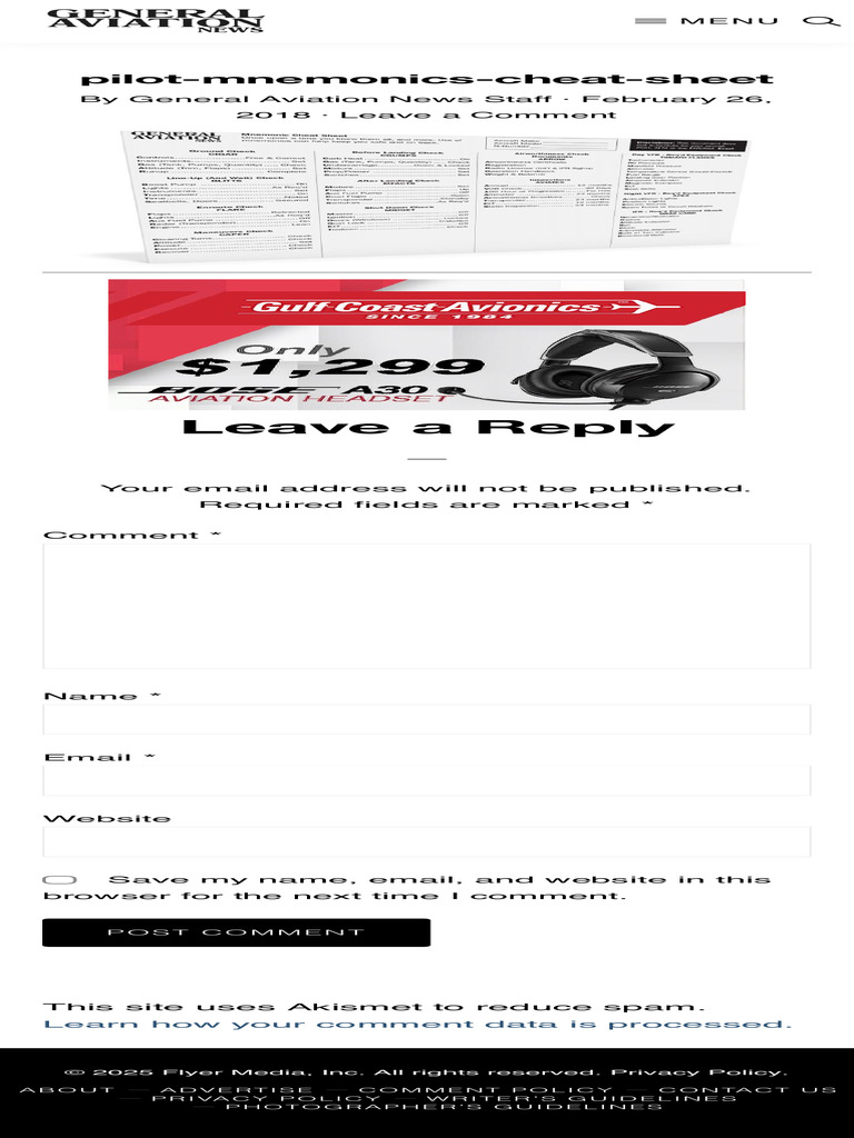 Pilot-mnemonics-cheat-sheet — General Aviation News | PDF