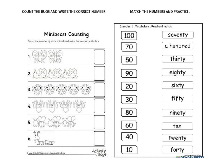 Worksheets Numbers 10 To 100 Kinder 5years | PDF