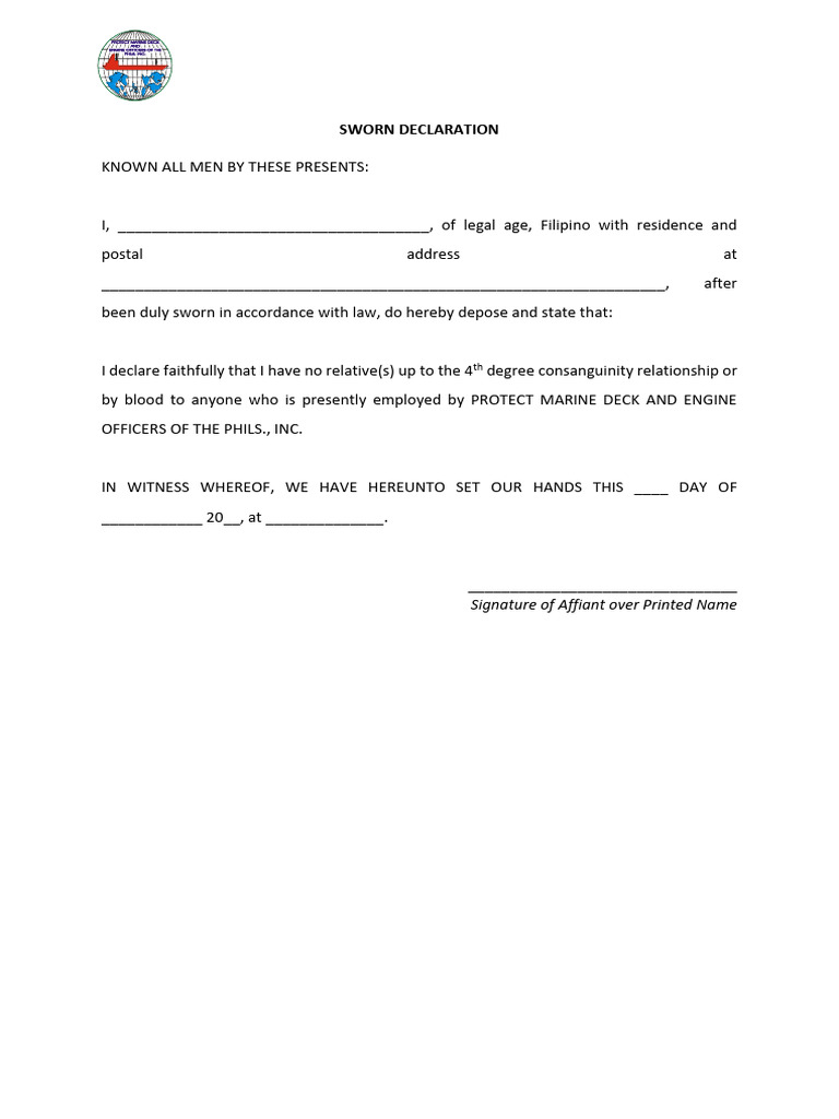 Sworn Declaration Form | PDF