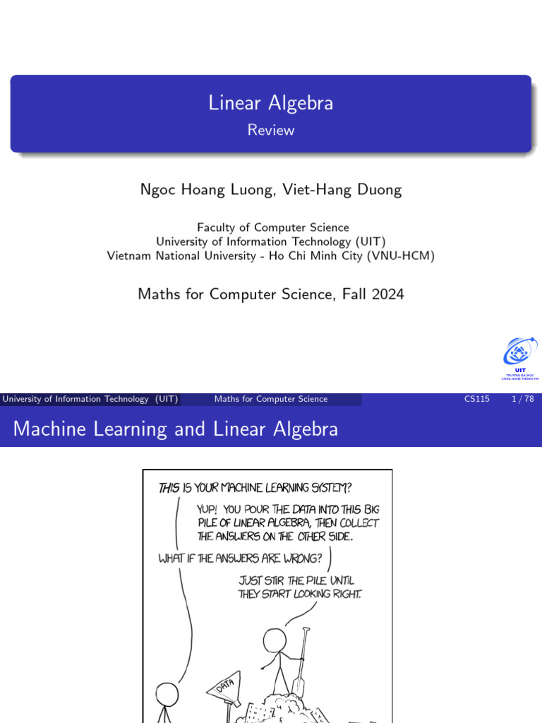 CS115 Linear Algebra Review | PDF | Matrix (Mathematics) | Eigenvalues And Eigenvectors