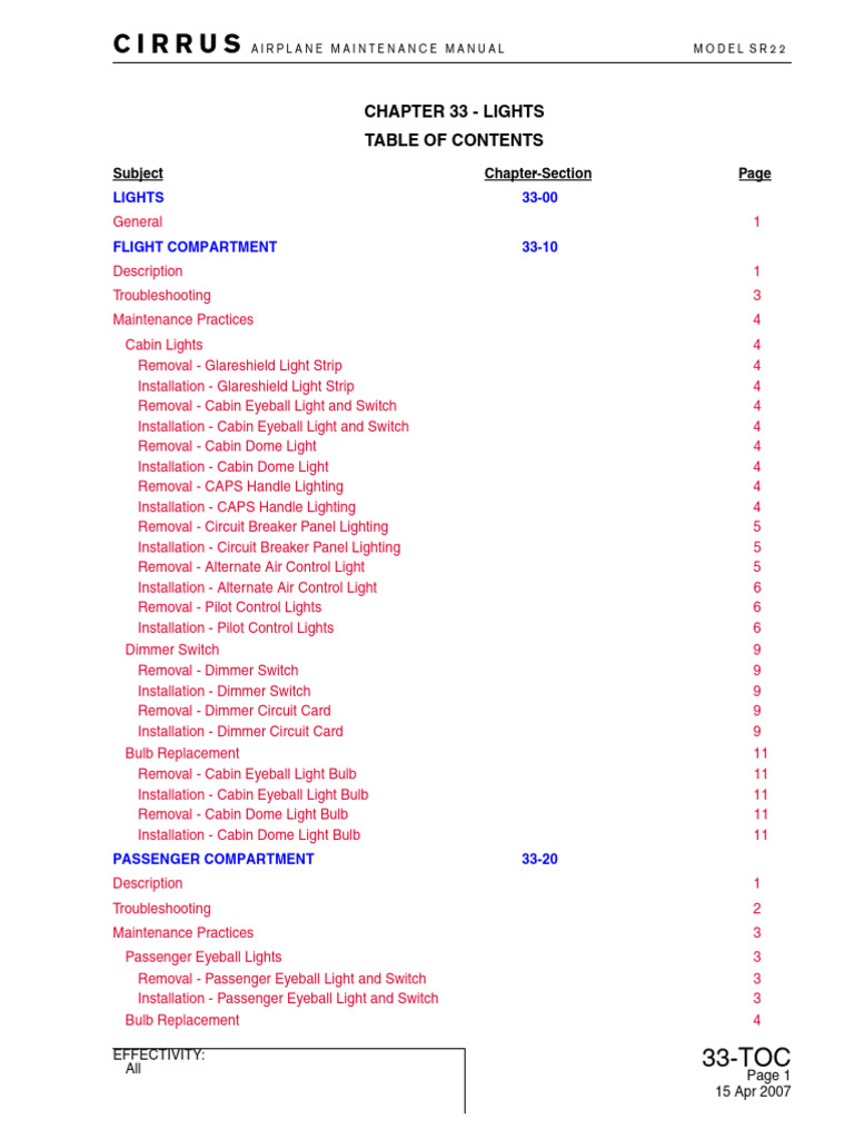 33-00TOC | PDF | Aviation | Lighting