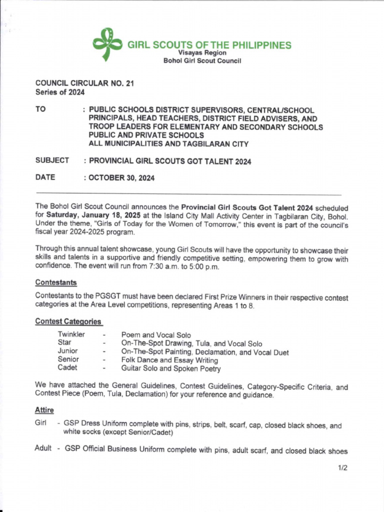 GSP Got Talent 2024 Criteria | PDF