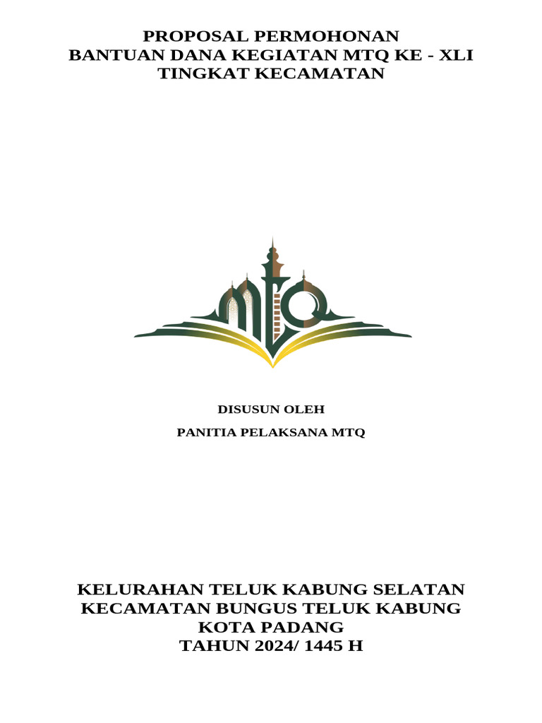 Proposal Permohonan MTQ | PDF