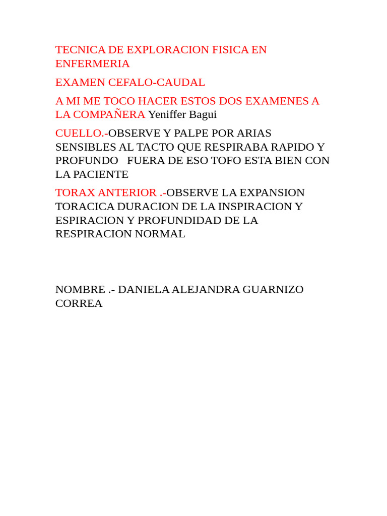 Examen Físico Cefalo-Caudal en Enfermería | PDF