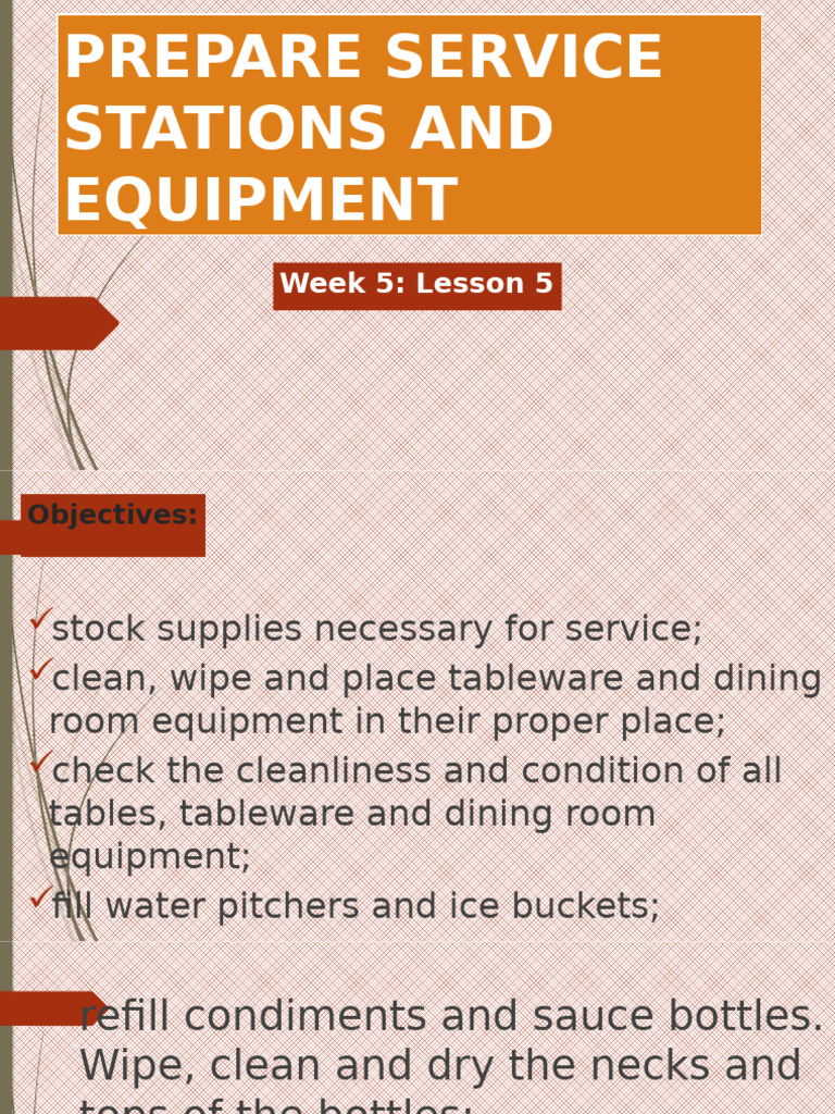Prepare Service Stations and Equipment | PDF | Tableware | Spoon
