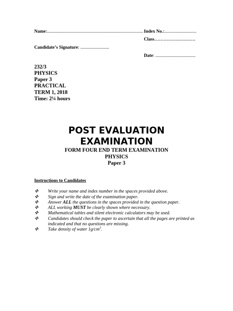 232 Physics Paper 3 | PDF | Mass | Physical Quantities