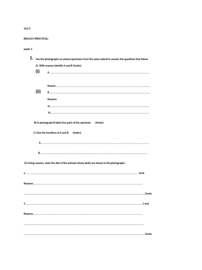 Biology Practical Exam 2 Questions | PDF | Biology