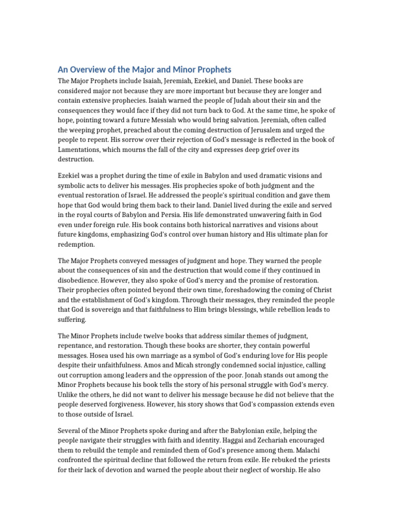 Major and Minor Prophets Overview | PDF | Bible Prophecy | Nevi'im