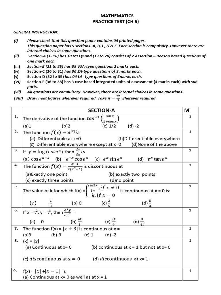 Ch 5 Pdf Multiple Choice Mathematics