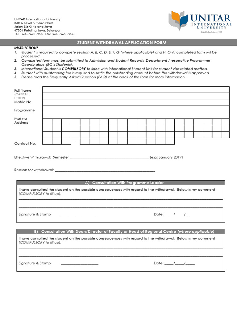 Unitar Programme Withdrawal - PHP | PDF | Postgraduate Education ...