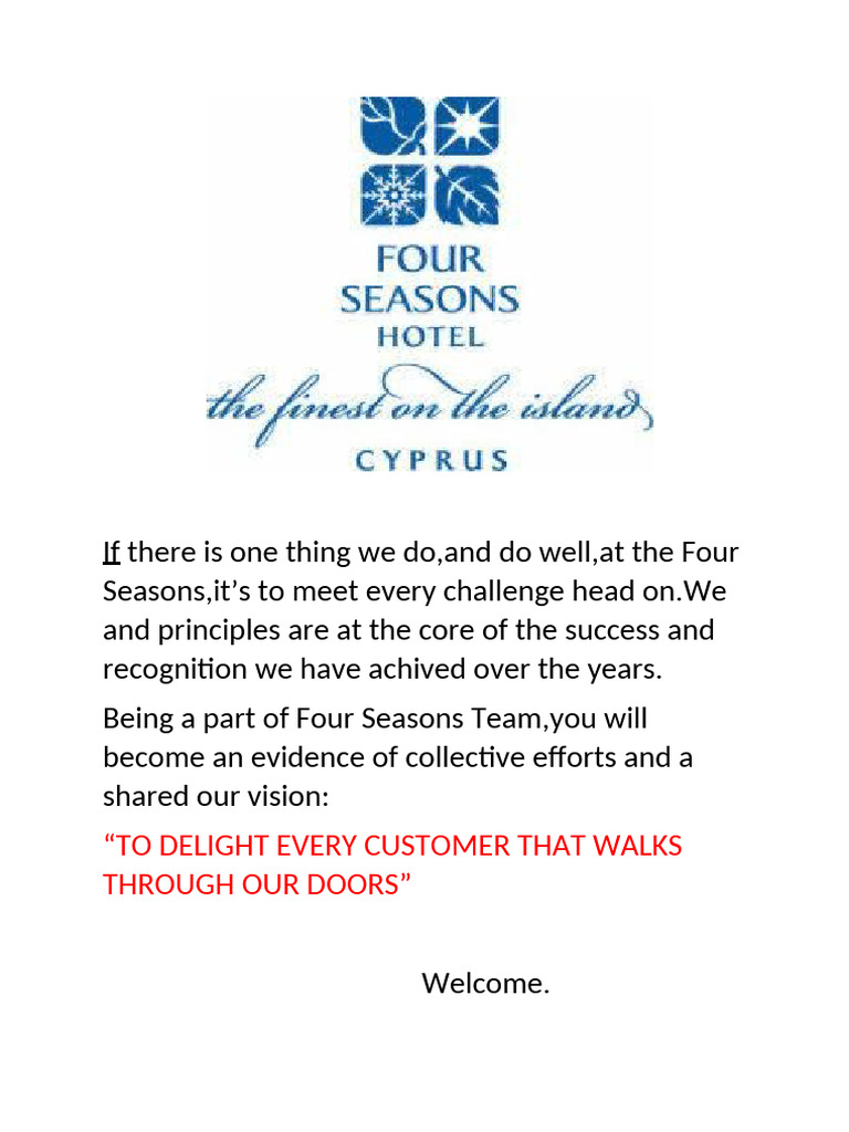 Four Seasons Bar Staff Training Manual | PDF | Menu | Waiting Staff