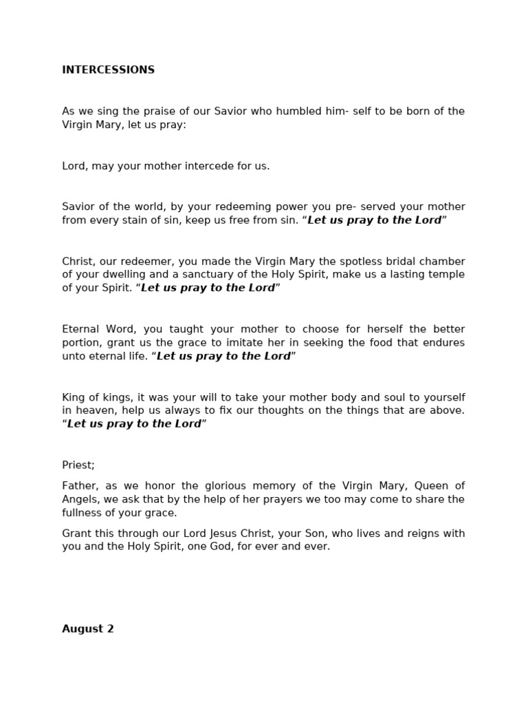 INTERCESSIONS | PDF | Mary, Mother Of Jesus | Religious Belief And Doctrine