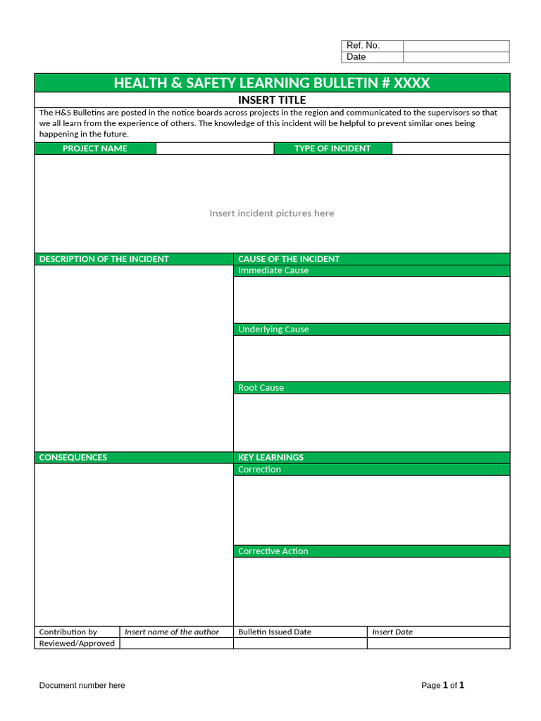 Health and Safety Learning Bulletin (Template) | PDF
